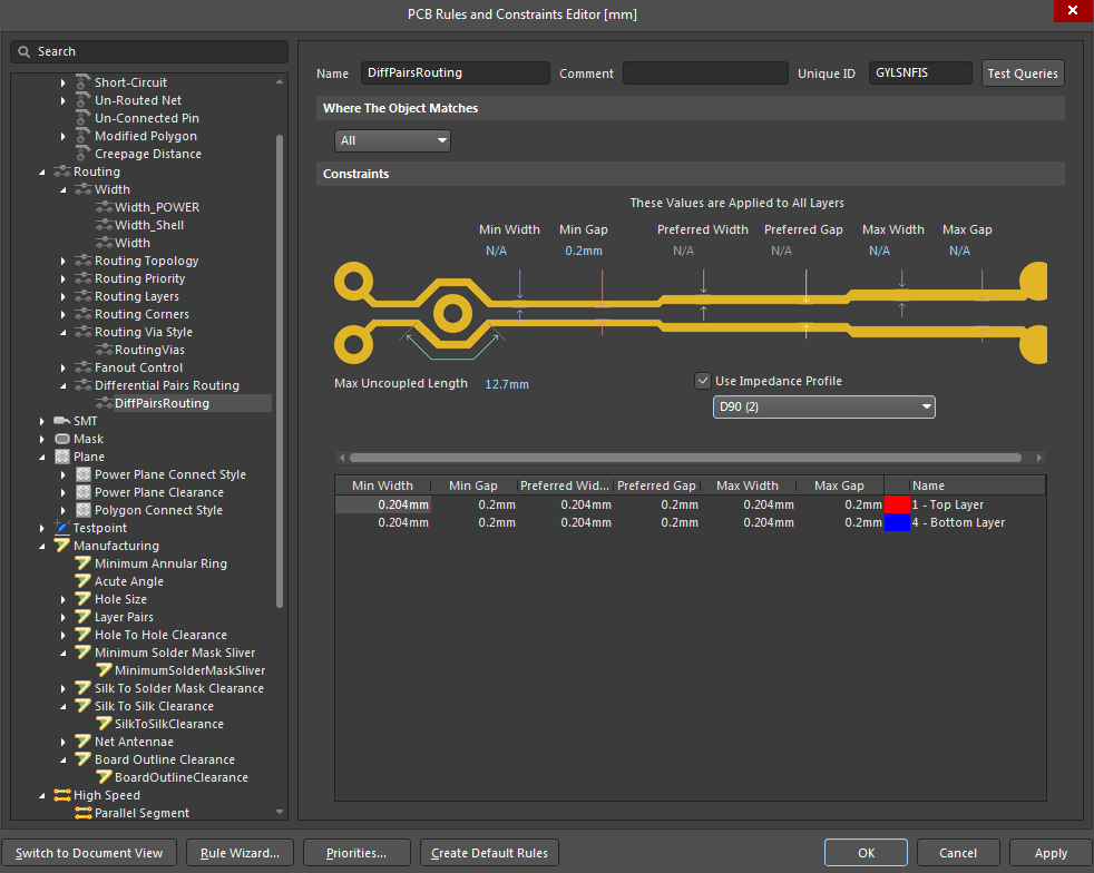 Defining Rules for a PCB | Altium App StartPage